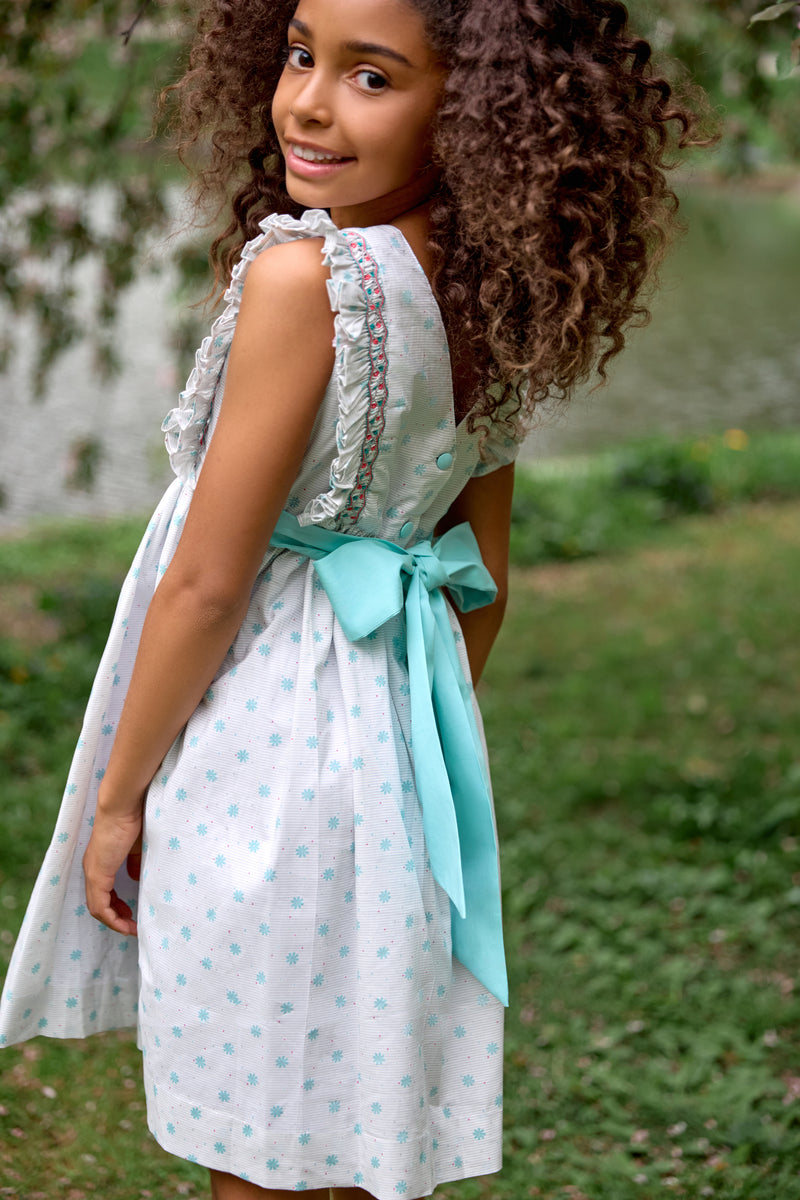 The hand smocked JULIETTE dress - floral mint – Pomme Cannelle Collection